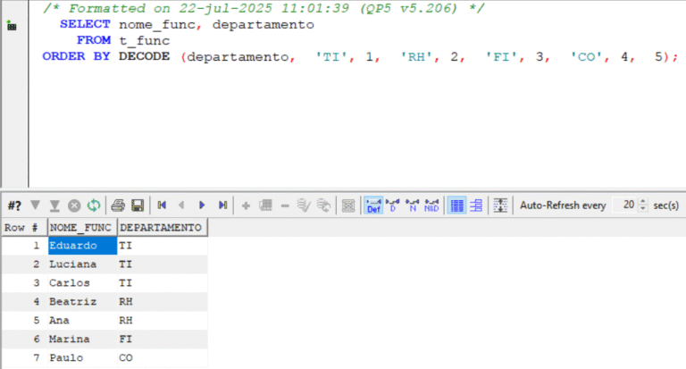 Oracle: uso do DECODE no SQL com exemplos e explicações - DBA Sobrinho