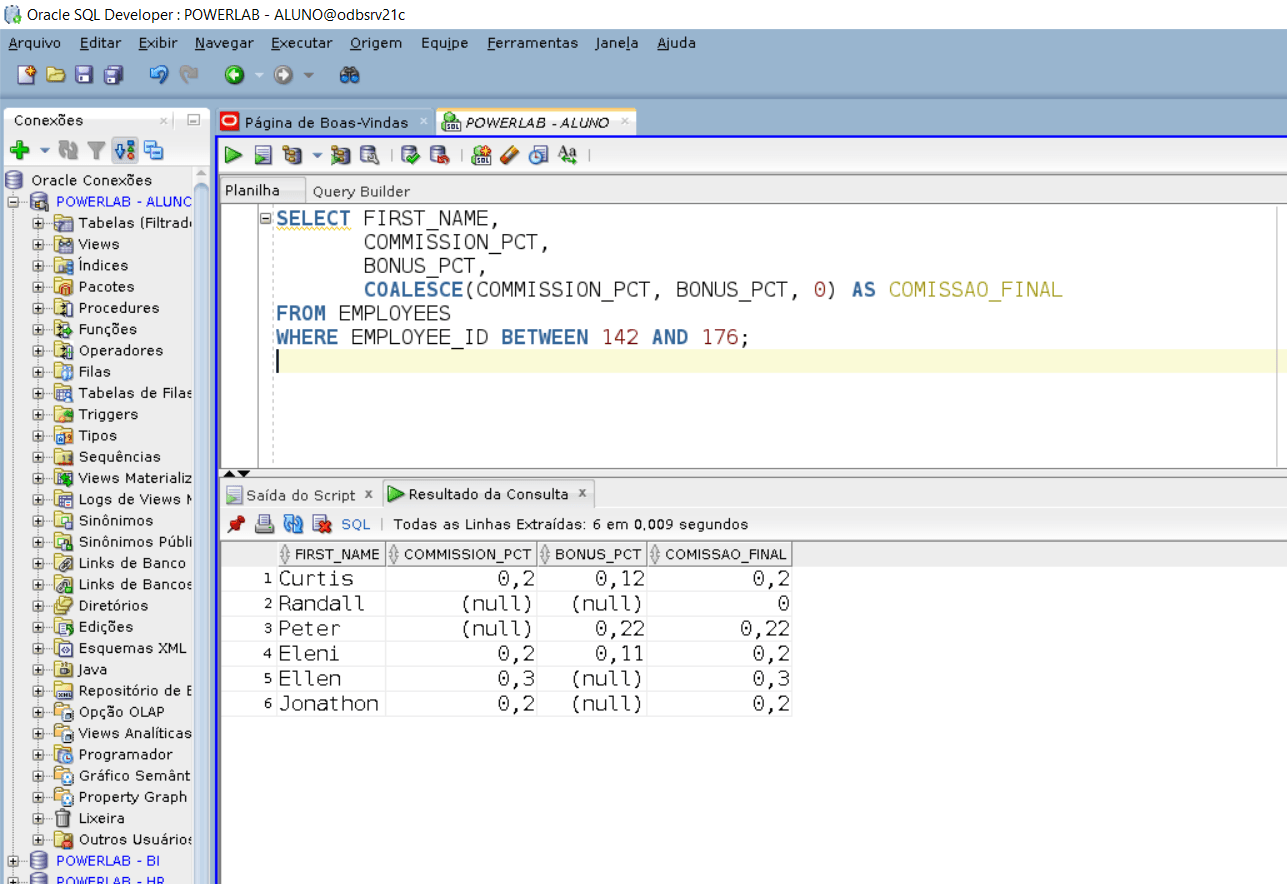 NVL, NVL2 e COALESCE no Oracle SQL: diferenças e exemplos