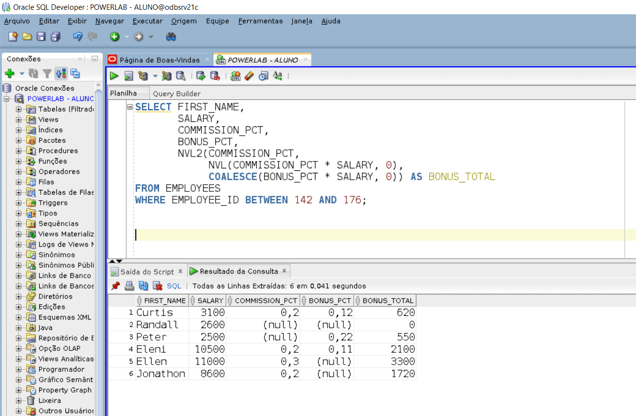 NVL, NVL2 e COALESCE no Oracle SQL: diferenças e exemplos